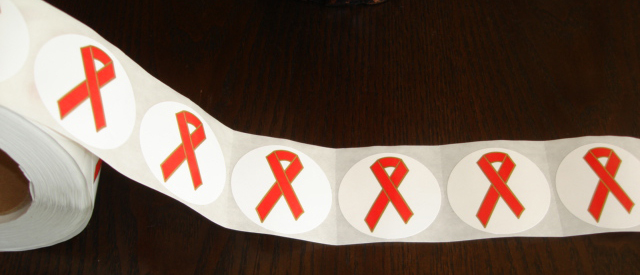 Red Ribbon Stickers - Roll of 1,000 - LifeJackets Productions